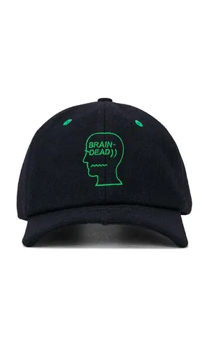 BRAIN DEAD Batwing Logohead Flannel Cap - Navy