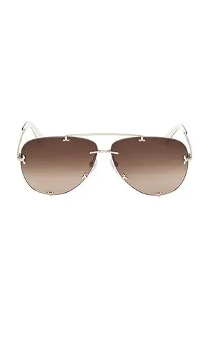 Emilio Pucci Pilot Sunglasses In Metallic Gold - Shiny Pale Gold & Brown
