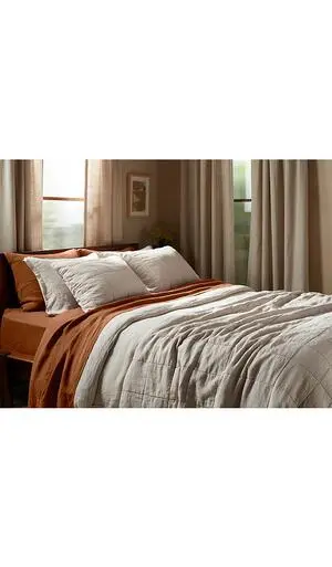 PARACHUTE Linen Box Quilted Sham Set - Bone