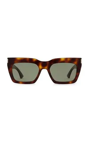 Saint Laurent Rectangular Sunglasses - Havana & Green