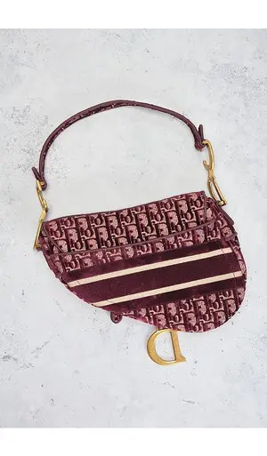 Undefined Dior Oblique Embroidered Velvet Saddle Bag