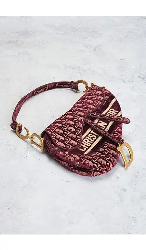 Undefined Dior Oblique Embroidered Velvet Saddle Bag
