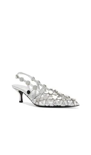 Attico Grid 50mm Slingback In Metallic