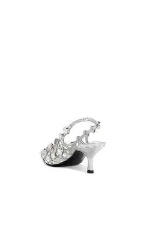Attico Grid 50mm Slingback In Metallic