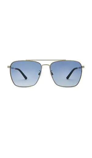 Oliver Spencer R-15 Sunglasses - Brushed Silver & Sky Gradient