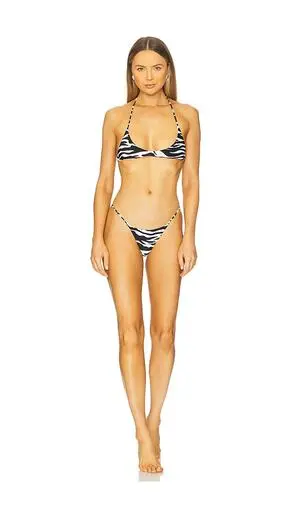Attico Zebra Printed Bikini Set - White & Black