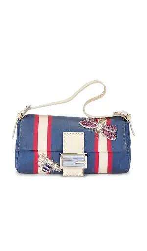 FWRD RENEW Fendi Insect Baguette Shoulder Bag - Blue