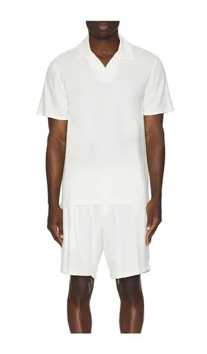 Frescobol Carioca Faustino Terry Cotton Blend Short Sleeve Polo In White - Ivory