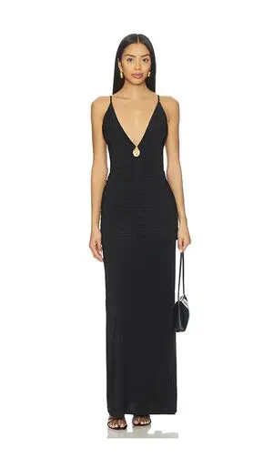 Sleeveless Plunge Neck Maxi Gowns