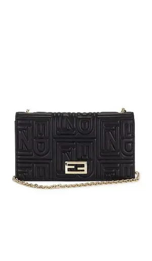 FWRD RENEW Fendi Embossed Wallet On Chain - Black