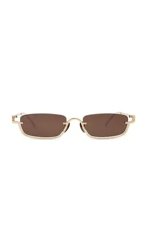 Gucci Rectangular Sunglasses - Gold & Brown