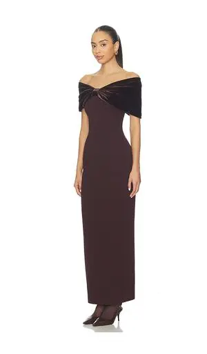 SONYA MODA Off-the-shoulder Crepe Gown - Chestnut