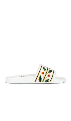 Casablanca Embroidered Terry Slider - White