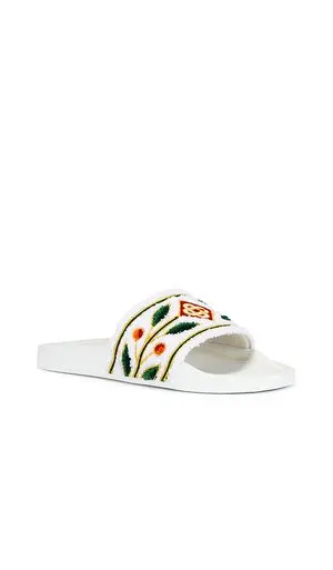Casablanca Embroidered Terry Slider - White