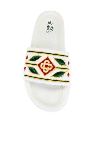 Casablanca Embroidered Terry Slider - White