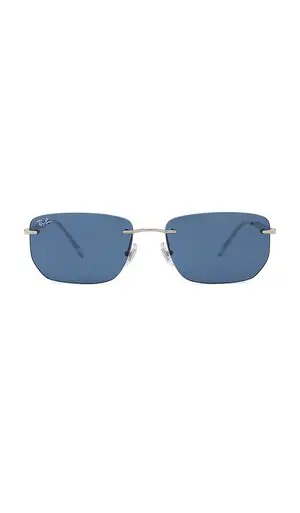 Ray-ban Rimless Sunglasses - Silver & Dark Blue