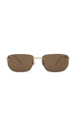 Ray-ban Rectangular Rimless Sunglasses - Arista & Dark Brown