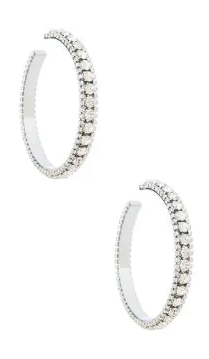 AREA Large Crystal Hoop Earrings - Clear Crystal & Silver