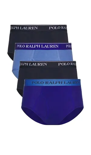 Polo Ralph Lauren Mid Rise Brief 4 Pack In Blue - Resort Blue  Rugby Royal  & 2 Cruise Nav