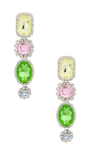 AREA Crystal Drop Earrings - Pastel Multi