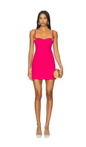 AREA Crystal Heart Mini Dress - Raspberry