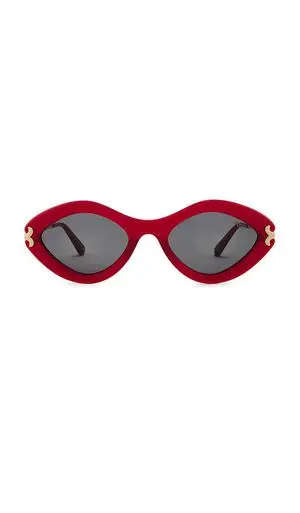 Emilio Pucci Oval Sunglasses - Shiny Red & Smoke