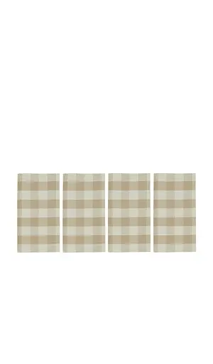HAWKINS NEW YORK Essential Gingham Napkins Set Of 4 In Ivory - Ivory & Flax
