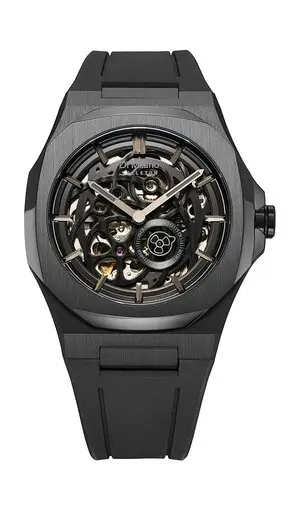 D1 MILANO Skeleton Steel 41.5mm Watch - Jet Black