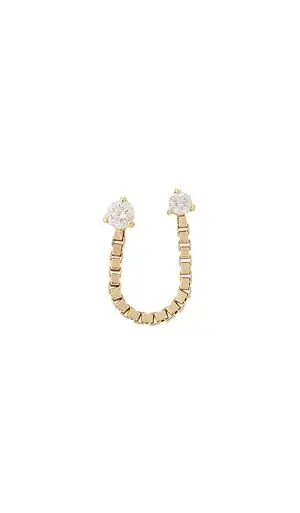 STONE AND STRAND Diamond Block Chain Double Stud Earring - 14k Yellow Gold & White Diamond