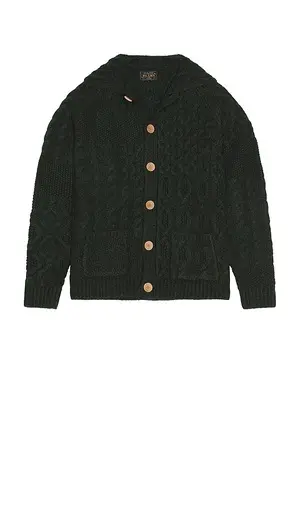 BEAMS Alan Patchwork Cardigan - Green