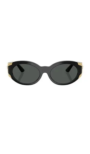 Versace Oval Sunglasses - Black & Dark Grey