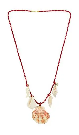 Timeless Pearly Shells Rope Necklace - Red