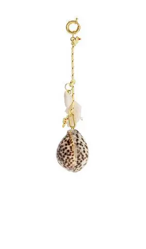 Timeless Pearly Rope & Shells Keychain - Yellow