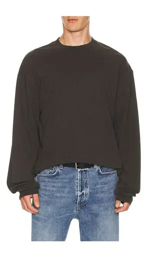 AGOLDE Long Sleeve Asha Tee In Grey - Cave