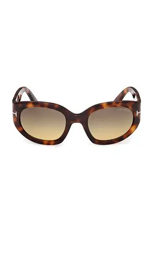 TOM FORD Rectangular Sunglasses - Shiny Havana & Smoke