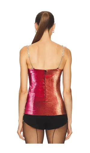 AREA Crystal Cutout Top - Fuchsia & Orange