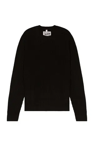 SCHOTT Ribbed Wool Crewneck Sweater - Black
