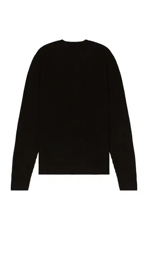 SCHOTT Ribbed Wool Crewneck Sweater - Black