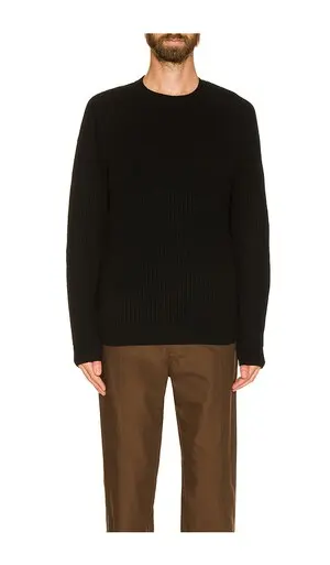 SCHOTT Ribbed Wool Crewneck Sweater - Black