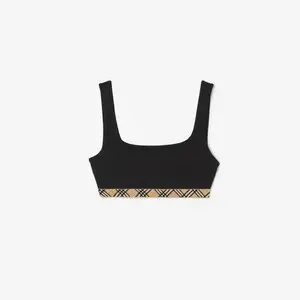 Burberry Burberry Check Trim Bikini Top Black