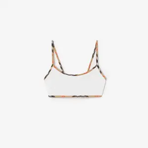 Burberry Check Trim Bikini Top - White