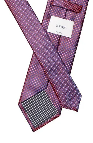 Eton Geometric Jacquard Silk Tie - Medium Red