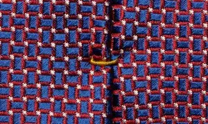 Eton Geometric Jacquard Silk Tie - Medium Red
