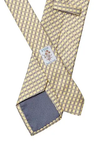 Eton Interlock Print Silk Neck Tie - Light Yellow