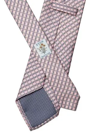 Eton Interlock Print Silk Neck Tie - Medium Pink