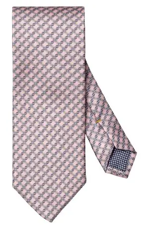 Eton Interlock Print Silk Neck Tie Medium Pink