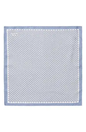 Eton Neat Floral Oxford Silk Pocket Square - Medium Blue