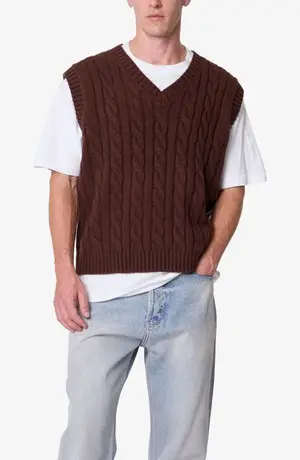 Mnml Cotton Blend Cable Knit Vest