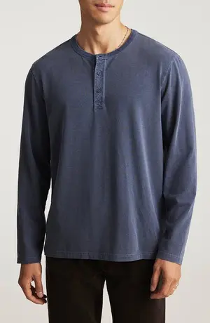 MAVI Long Sleeve Cotton Blend Henley - Outer Space