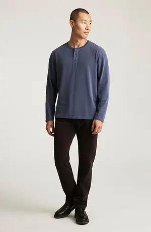 MAVI Long Sleeve Cotton Blend Henley - Outer Space